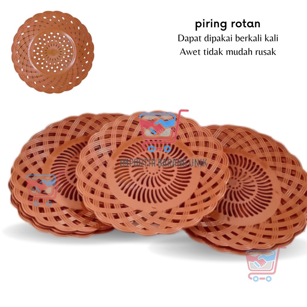Jual IMB - Piring Rotan Plastik Tebal - Piring Plastik Motif Anyam ...