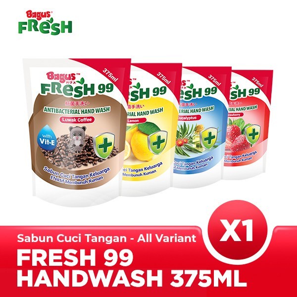 Jual Bagus Fresh 99 Antibacterial Hand Wash Sabun Cuci Tangan Pouch 375 ...