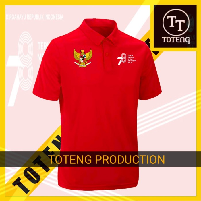 Jual EDD baju kaos polo HUT RI 78 th INDONESIA kemerdekaan dirgahayu resmi 2023 - Merah, M ...