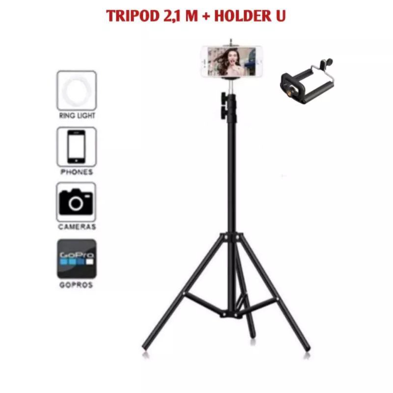 Jual Paket selfie tripod 2 meter / Tripod selfie 2 meter / Tripod 2.1 Meter Bahan Besi Alumunium ...