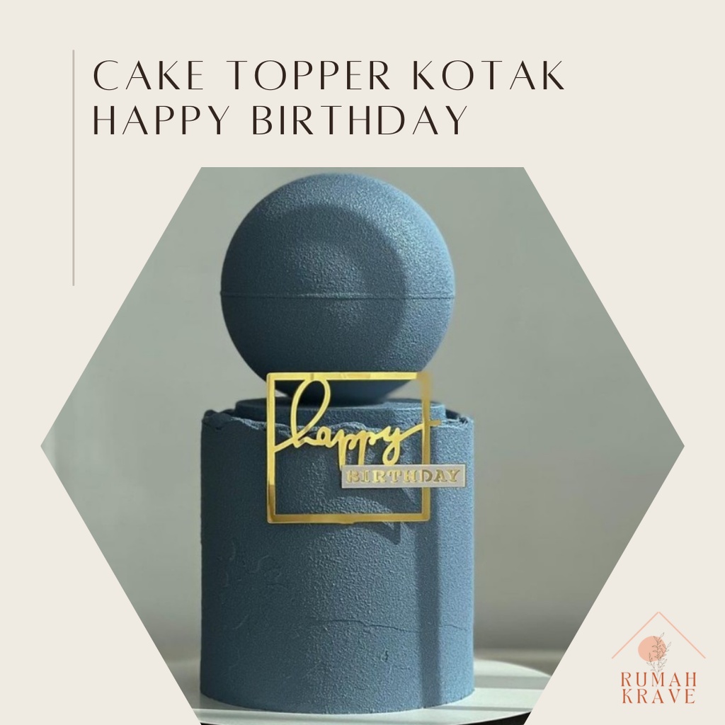 Jual RUMAH KRAVE - Cake Topper Kotak Happy Birthday Square Gold Silver ...