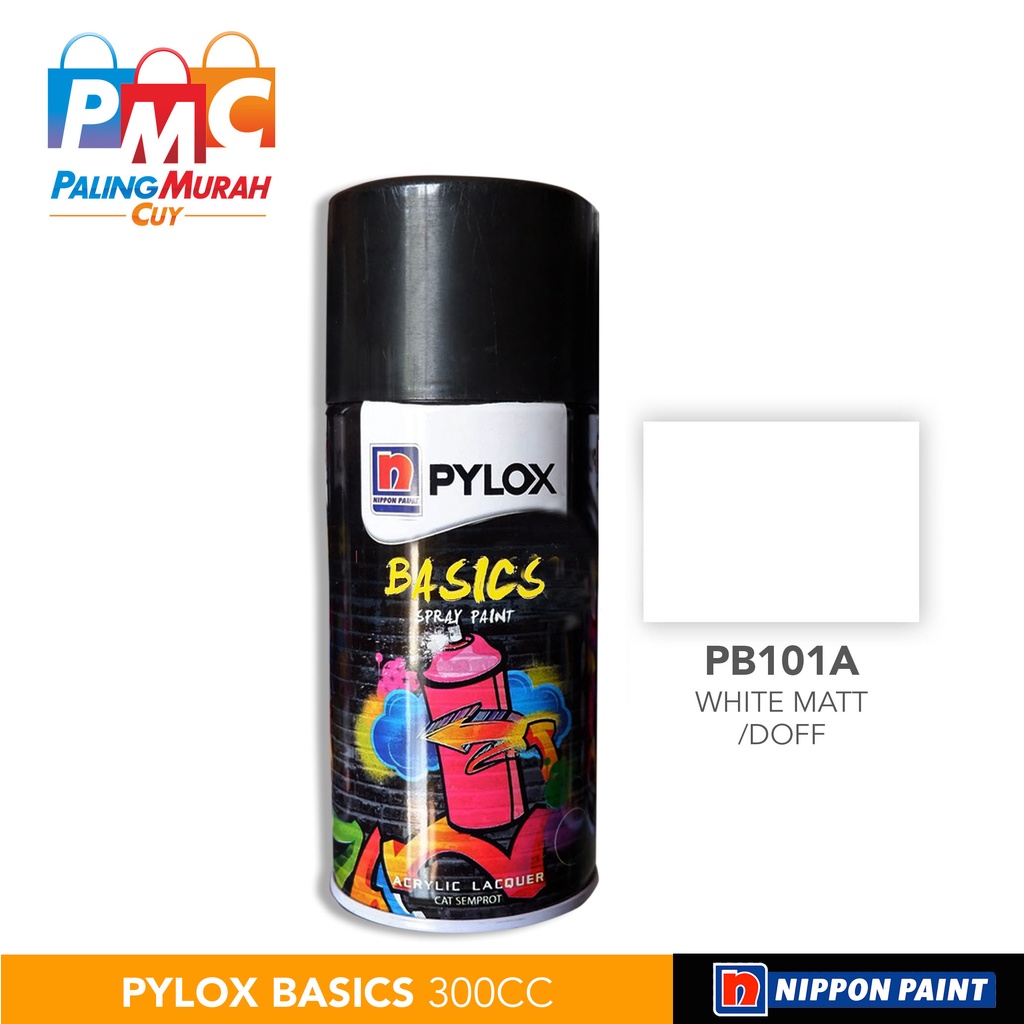 Jual Cat Semprot Nippon Paint PYLOX BASICS 300cc - PB101A White Matt/Doff | Shopee Indonesia