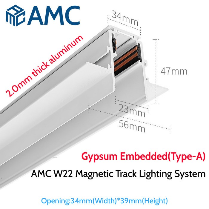 Jual AMC W22 Rail 1.5 Meter Magnetic Track Light System Inbow Outbow ...
