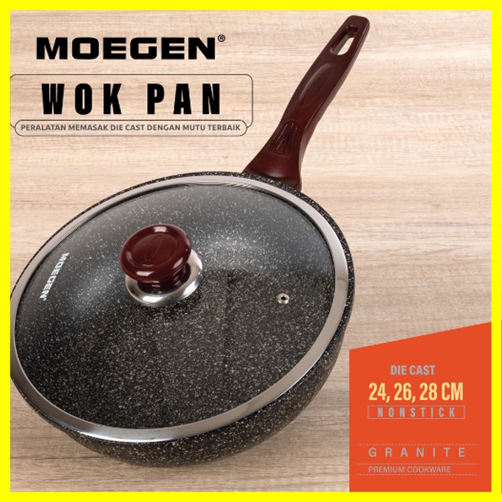 Jual MOEGEN PANCI WOK DEEP FRYER Wok Pan 24,26,28 cm Granite Series ...