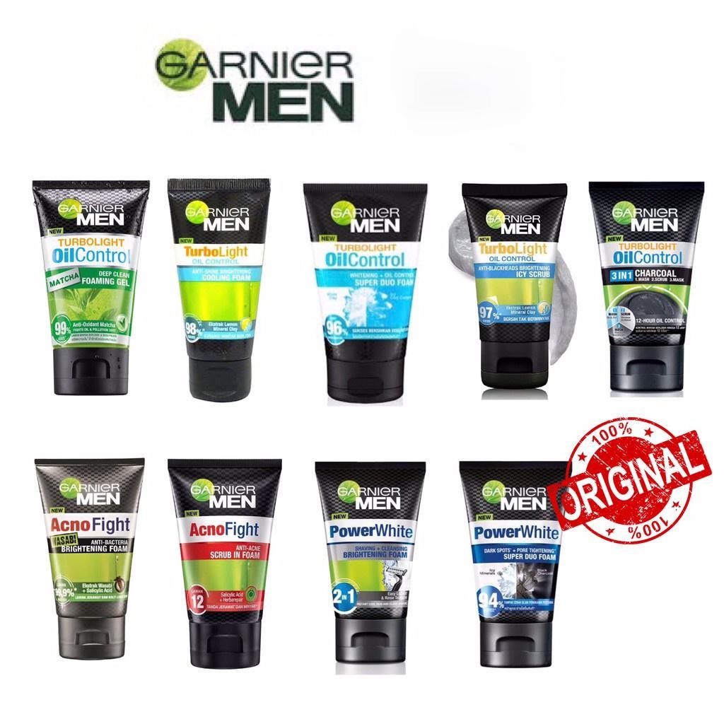 Jual Garnier Men Facial Wash, Face Cleanser For Man / Turbolight / Acne Fight / Power White 100 ...