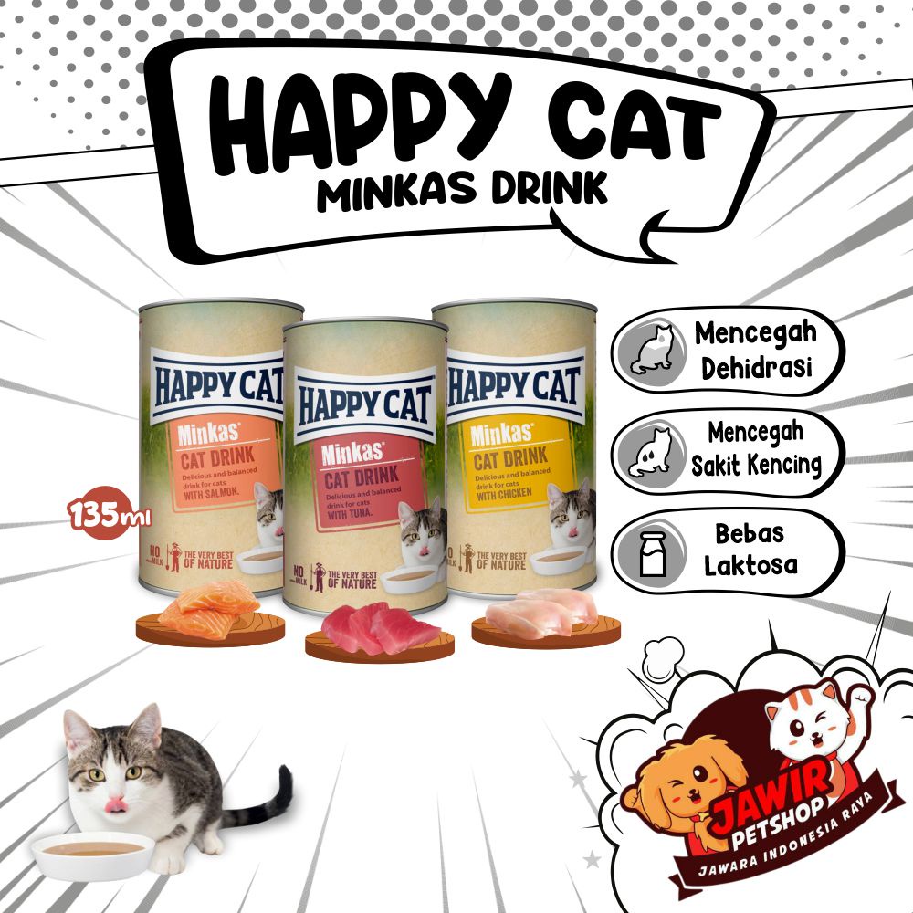 Jual HAPPY CAT MINKAS DRINK 135ml minuman kucing dewasa dan anak kitten snack kucing pencegah ...