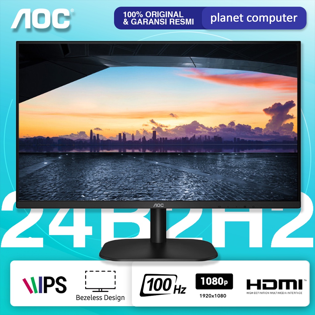 Jual Monitor LED AOC 24B2H2 24" IPS 1080p 100Hz 4ms HDMI Slim Vesa ...