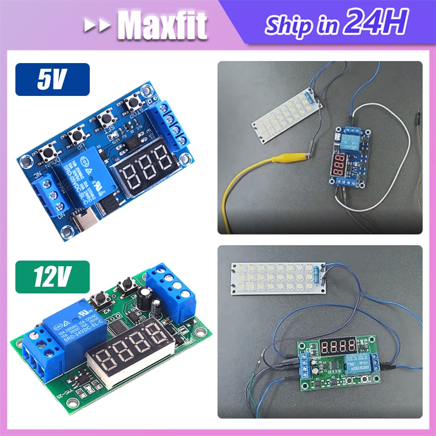 Jual Modul Delay Timer 1 Channel On Off Relay Timer 4Tombol DC 5V 12V ...