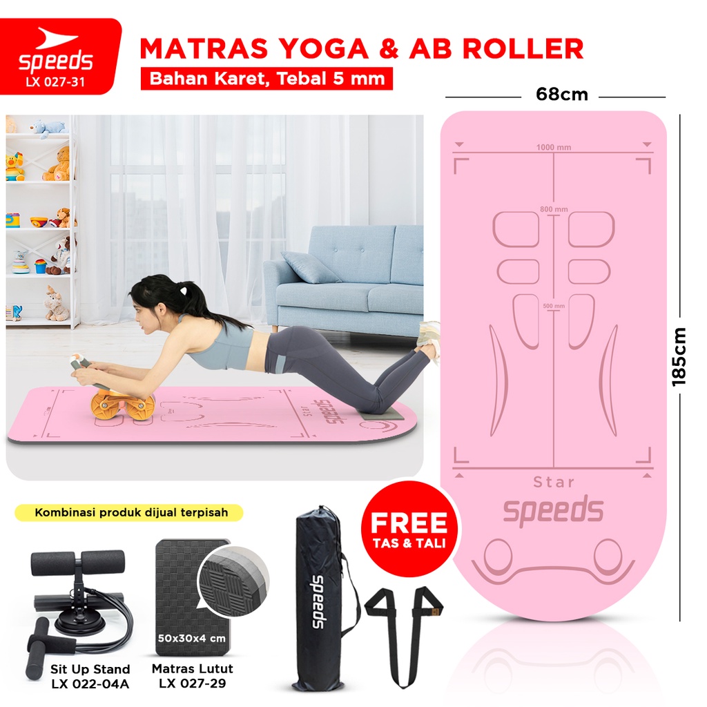 Jual SPEEDS Alas Yoga Mat Ab Wheel Matras Fitness Latihan Kebugaran ...