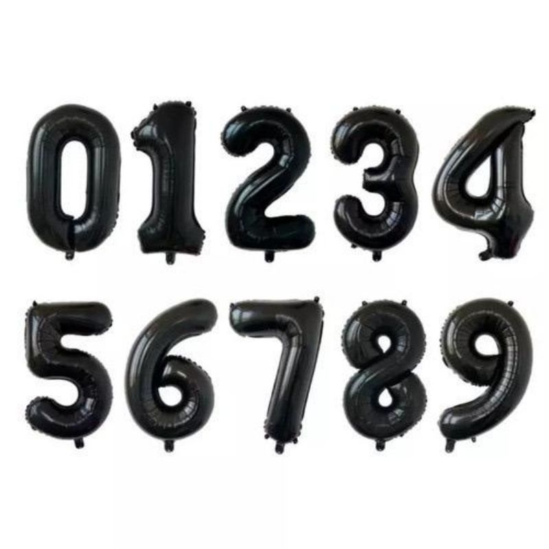 Jual Balon Foil Angka 40 cm Hitam Tebal / Balon Ulang Tahun Karakter ...