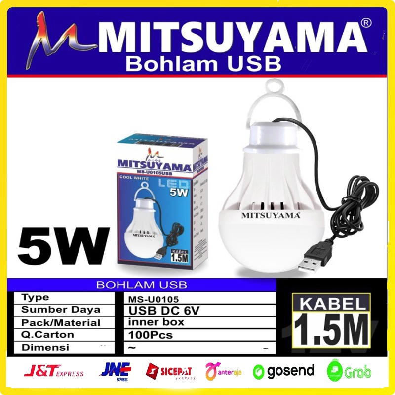 Jual Lampu Bohlam Led usb 5W Mitsuyama Lampu Rumah Lampu Kamar | Shopee Indonesia