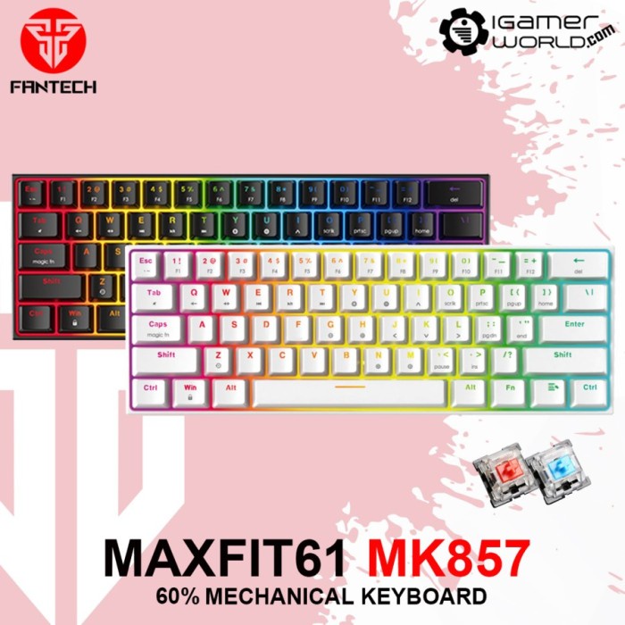 Jual Fantech MAXFIT61 MK857 60% Mechanical Gaming Keyboard - Hitam, Red ...