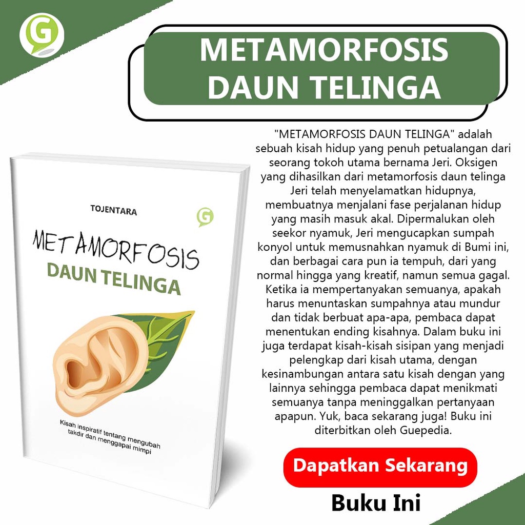 Jual Buku METAMORFOSIS DAUN TELINGA - TOJENTARA - Guepedia | Shopee Indonesia