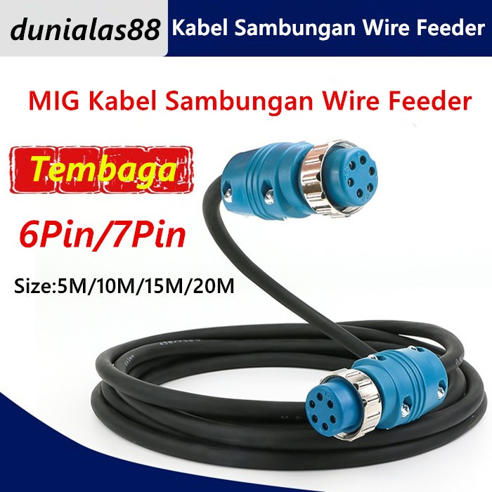 Jual Kabel Cable Sambungan MIG 6 Pin 7 Pin Wire Feeder Mesin las 5M 10M ...