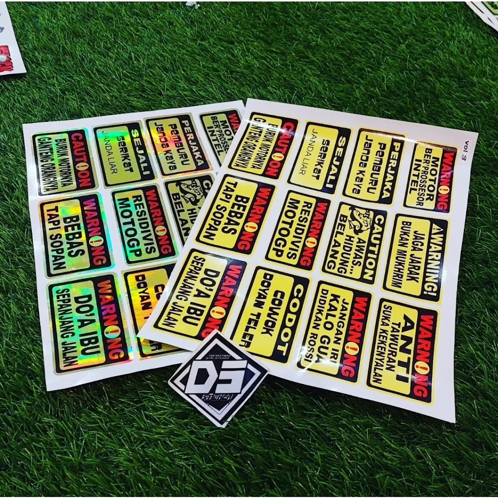 Jual OS- Vol 3 Stiker Paket Kata Kata Caution Warning Sticker Pack Vinyl Hologram | Shopee Indonesia