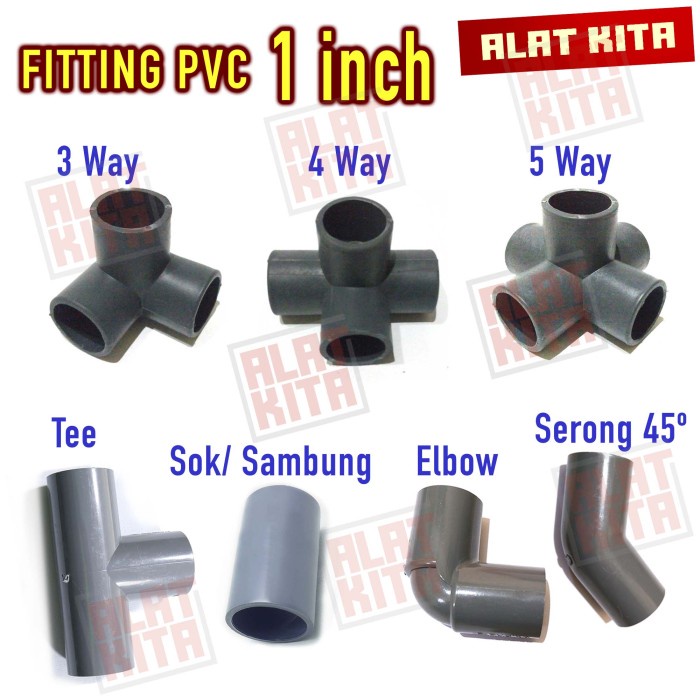 Jual Fitting PVC 1 inch, Knee, 3 Way, 4 Way, 5 Way, Tee, Sok Polos Abu | Shopee Indonesia