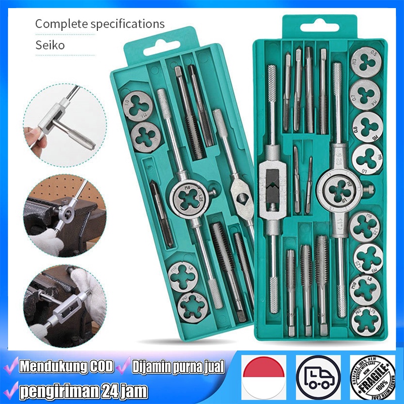 Jual Hand Die Tap M3-M12 Tap Die Set 12 20 pcs Alat Snai dan Tap Ulir ...