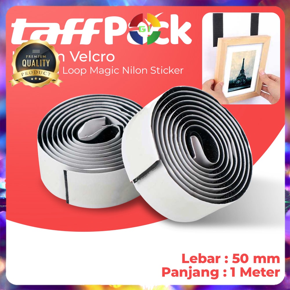 Jual Lakban Velcro Hook and Loop Magic Nilon Sticker 1 Meter 50 mm Black | Shopee Indonesia