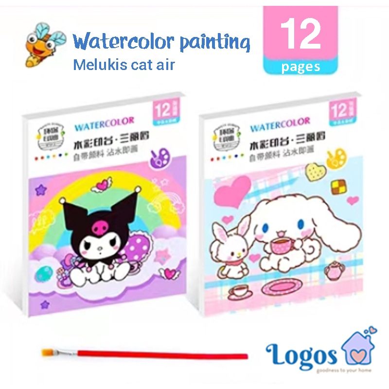 Jual Watercolor painting book set melukis mewarnai cat air instant ...