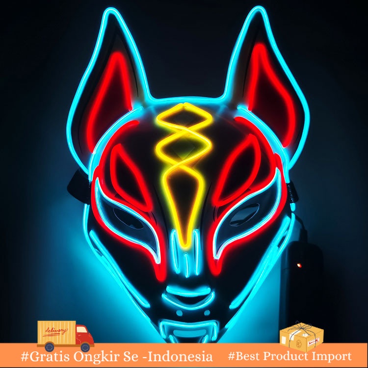 Jual Topeng Halloween Fortnite Peri Rubah Bercahaya Led Rubah Masker ...