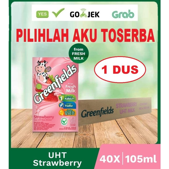 Jual Susu Greenfields STRAWBERRY MINI 105 ml - (HARGA 1 DUS ISI 40 pcs) | Shopee Indonesia