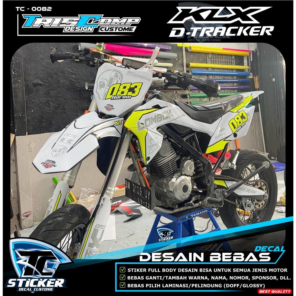 Jual Sticker Kombinasi Decal Dtracker / Motor KLX Fullbody Kombinasi Kuning Flow / Hijau Flow ...