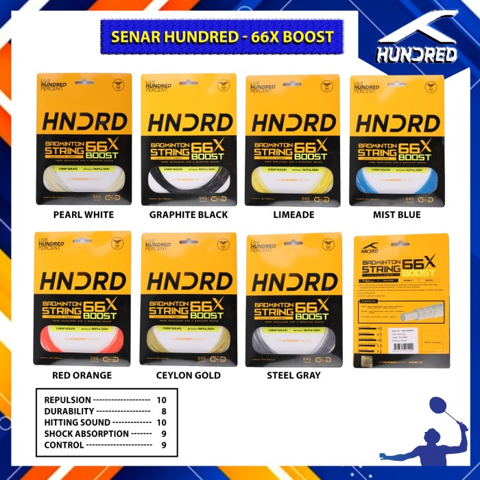 Jual Senar Raket Badminton String HNDRD Hundred 66X / 66 X Boost ...