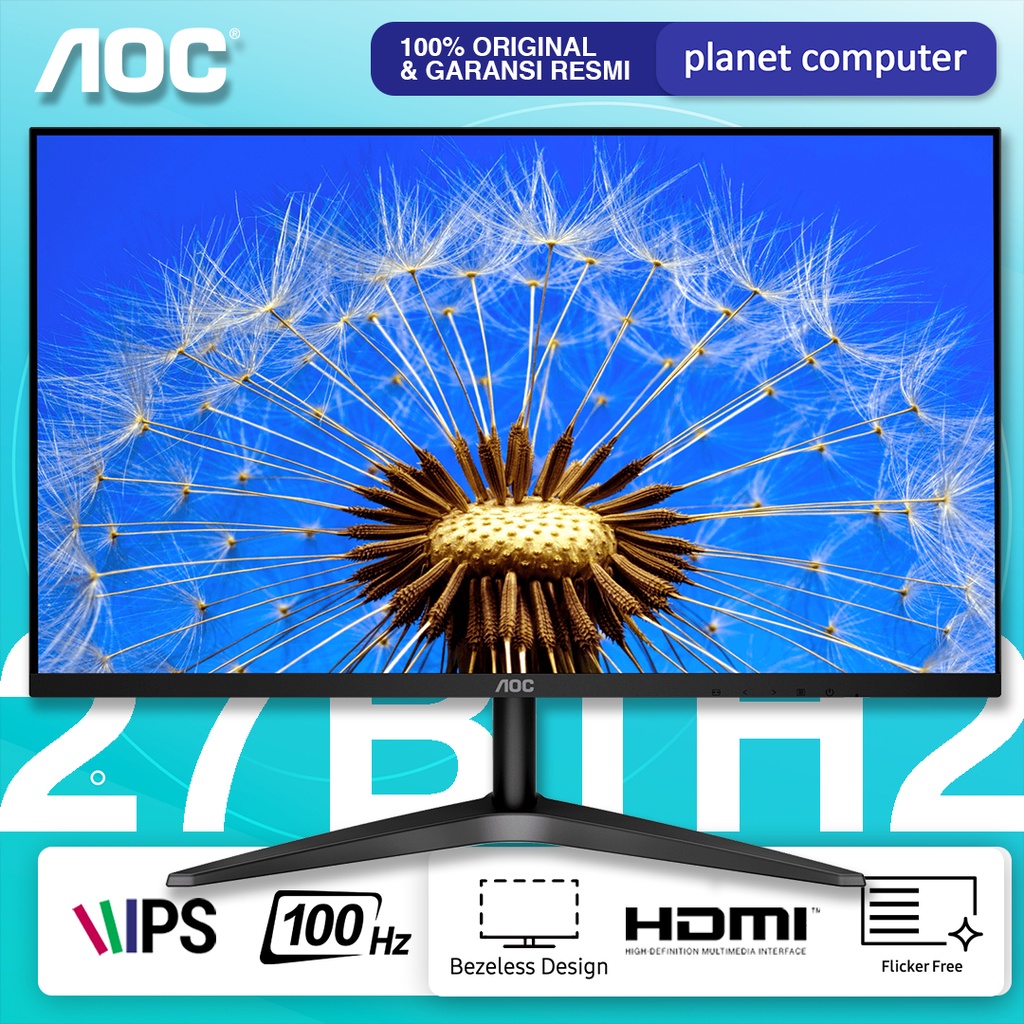 Jual Monitor LED AOC 27B1H2 27" IPS 1080p FHD 100Hz VGA HDMI Flicker ...