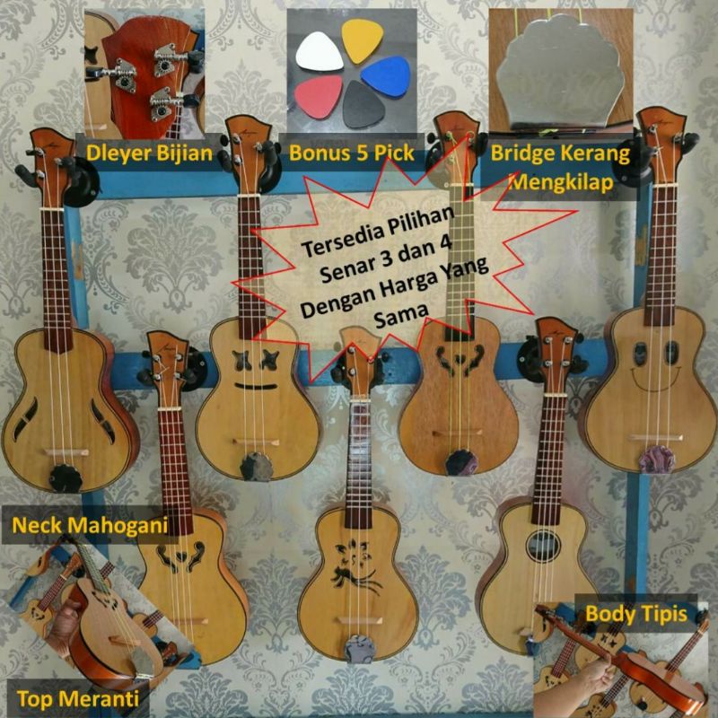 Jual cod ukulele kulele cak cuk kentrung senar 3 dan 4 lubang biola ...