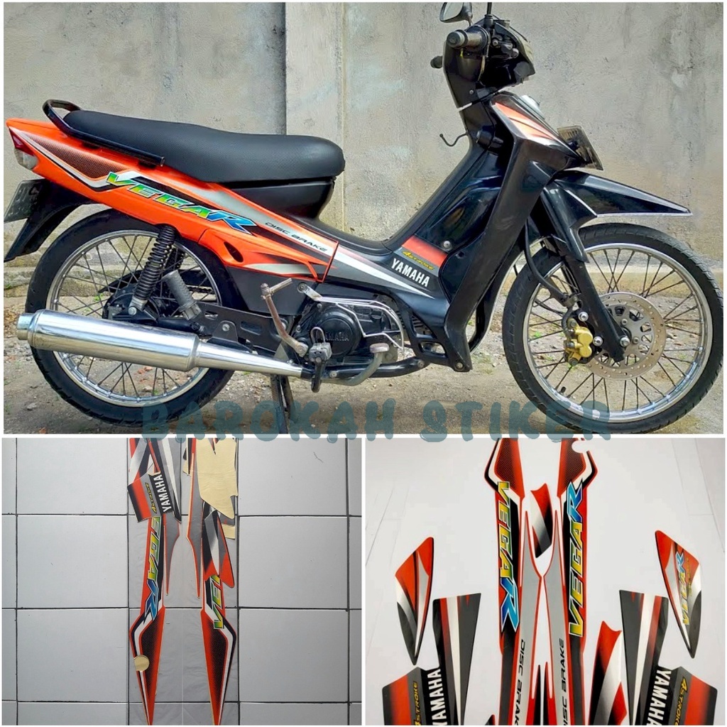 Jual Striping stiker polet motor Yamaha Vega r 2004 hitam oren list ...