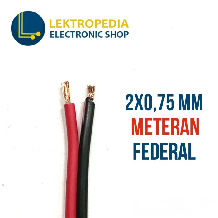 Jual Kabel 2x0.75 Federal NYZ Ecer merah hitam meteran Serabut double ...