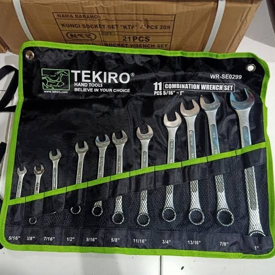 Jual TEKIRO Combination Wrench Set - Kunci Ring Pas Set 11 Pcs 5/16" - 1" Asli Original Tekiro ...