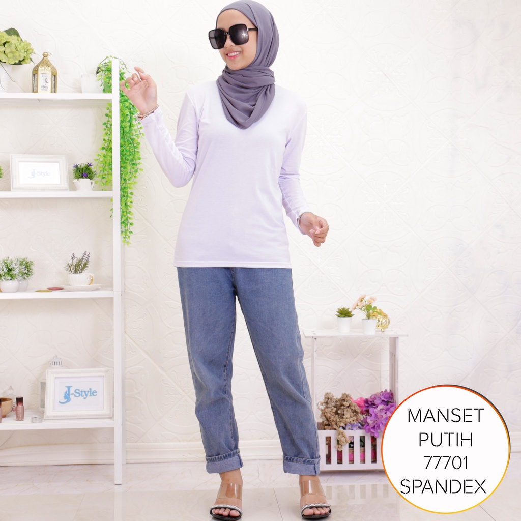 Jual Manset Kaos Wanita Muslimah Tangan Panjang Spandek Polos Hitam ...