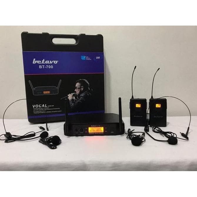 Jual Mic Wireless Betavo Bt 700 Headset Lidi Hitam Dan Clip on Original ...