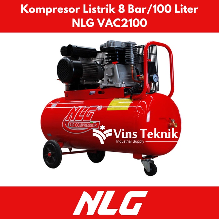 Jual Kompressor Angin NLG VAC2100 100L 2HP 8Bar Air Compressor VAC 2100 ...