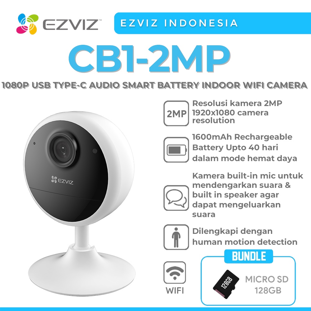 Jual EZVIZ CB1 2MP 1080P USB TYPE-C AUDIO SMART BATTERY INDOOR WIFI ...