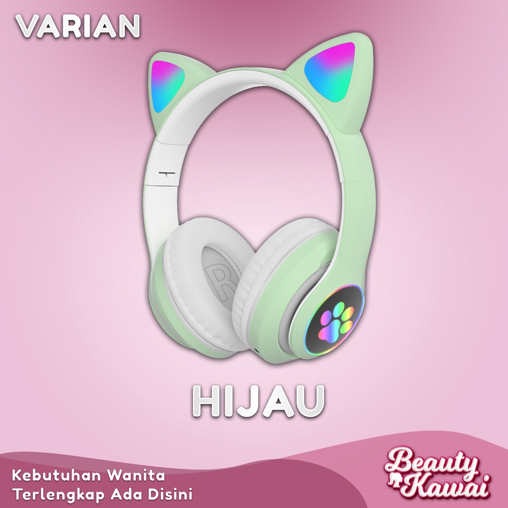 Jual Headset Kucing LED TWS Bluetooth 5.0 Headphone Extra Bass | Shopee ...