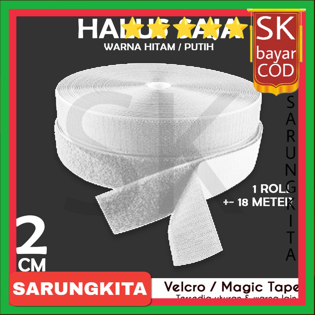 Jual Perekat Velcro Halus Ukuran 2 CM Magic Tape Kretekan 18 METER ...