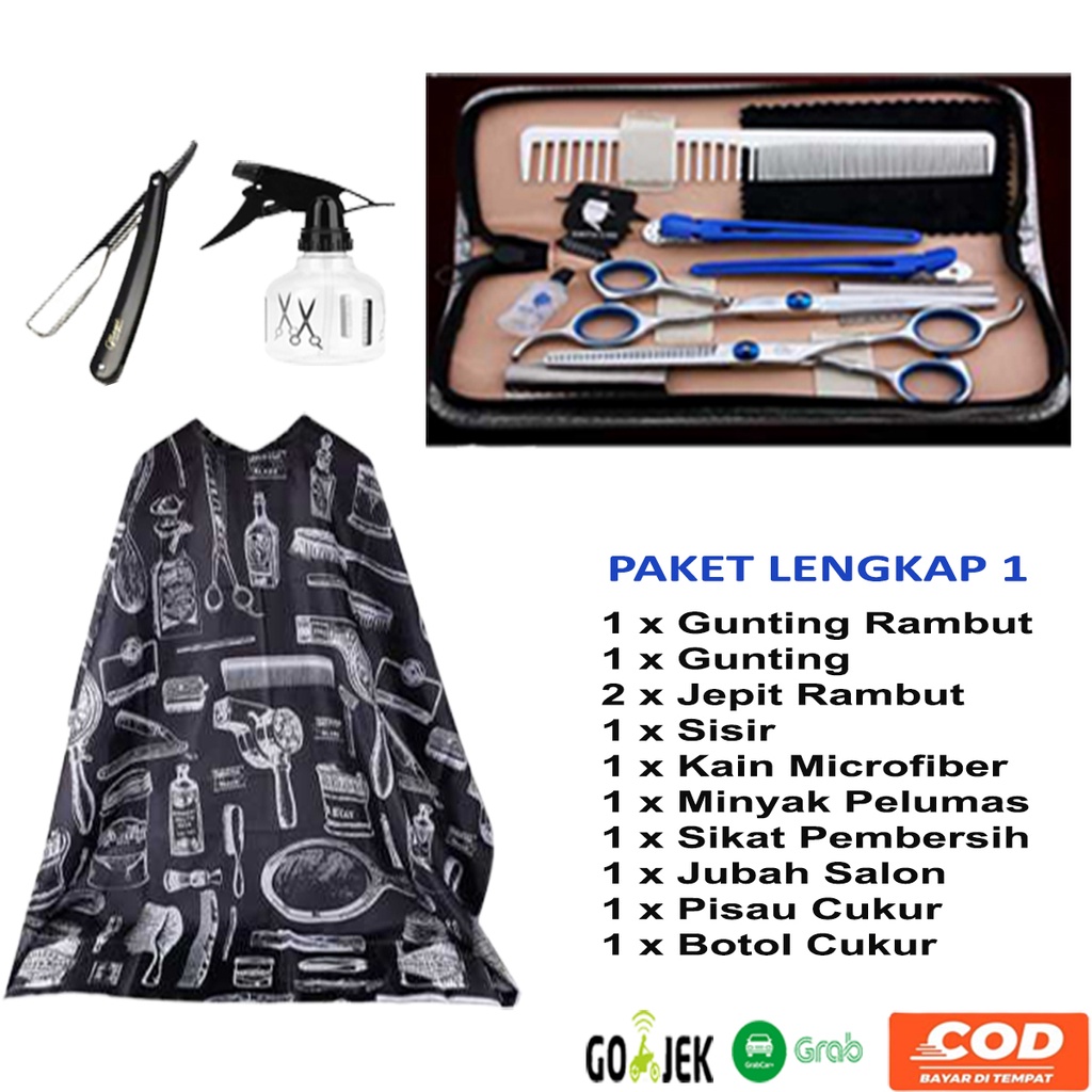 Jual [COD] Paket Alat Cukur Rambut Barbershop Profesional Gunting ...
