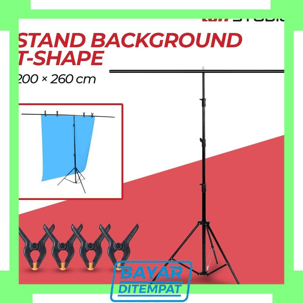 Jual Garansi 3 Hari TaffSTUDIO Stand Background Backdrop T-Shape 4 ...
