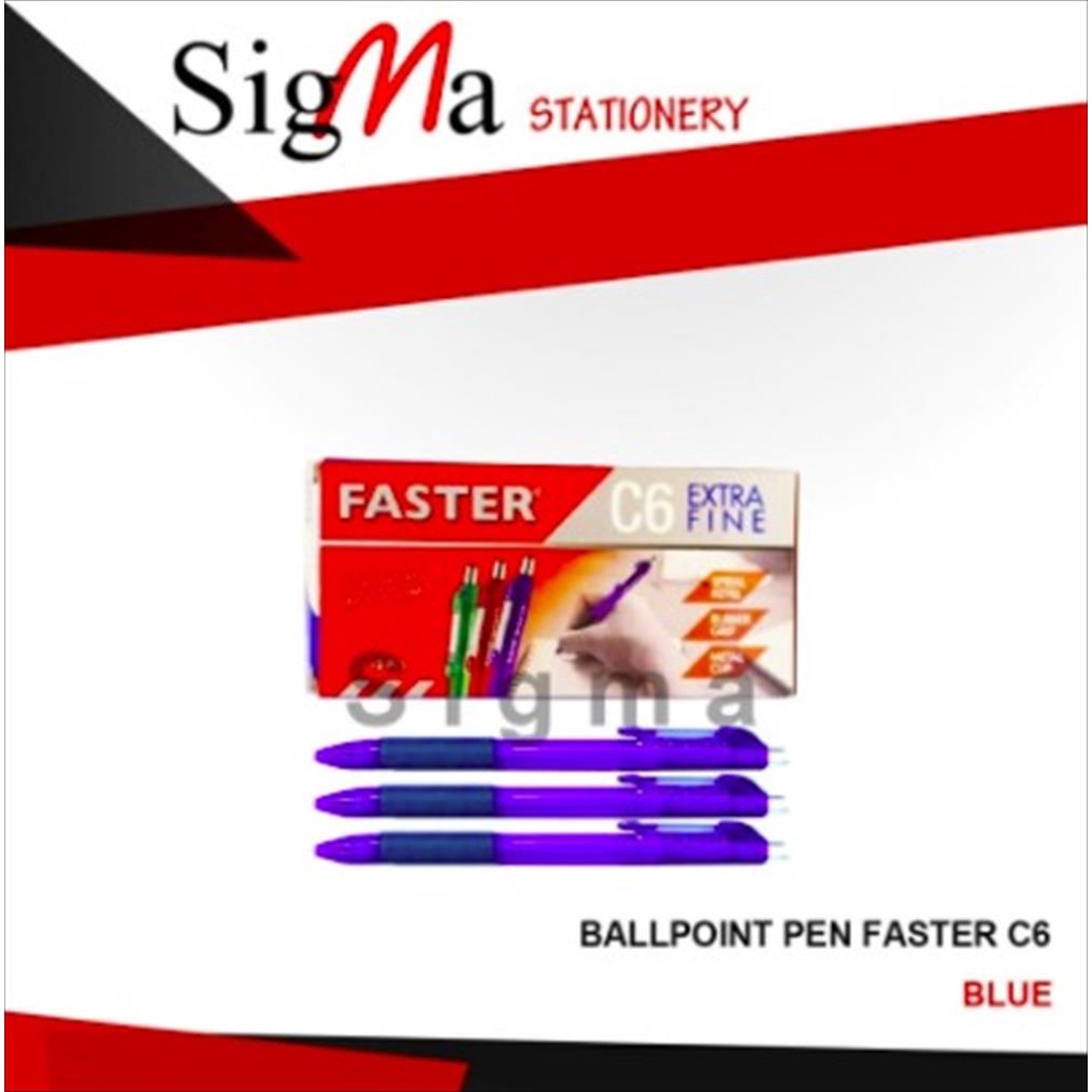Jual Pulpen FASTER C6 Hitam / Biru (Pcs) | Shopee Indonesia