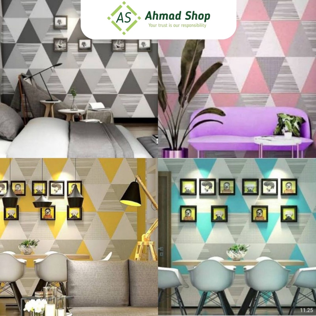 Jual Wallpaper Stiker Dinding Segitiga Piramida Pyramid Abu Pink Kuning ...