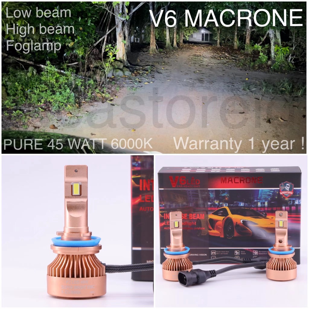 Jual LAMPU LED V6 MACRONE HEADLIGHT H1 6000K | Shopee Indonesia