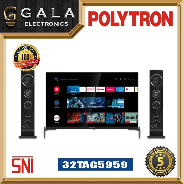 Jual LED Smart TV Polytron 32 Inch 32TAG5959 Android + Speaker Tower | Shopee Indonesia