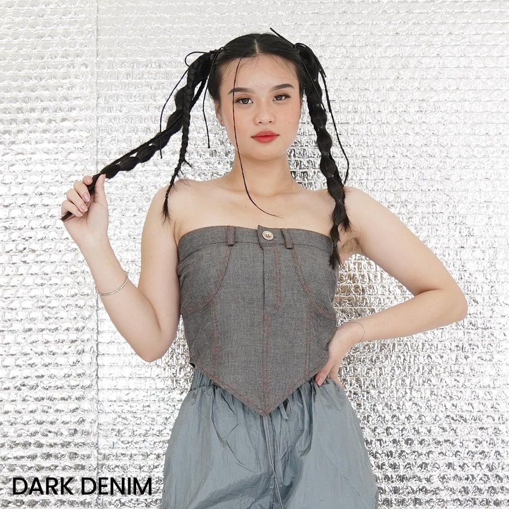 Jual Gee Denim Tank Tube Tanktop Scarf - Atasan Baju Wanita Tank Top ...