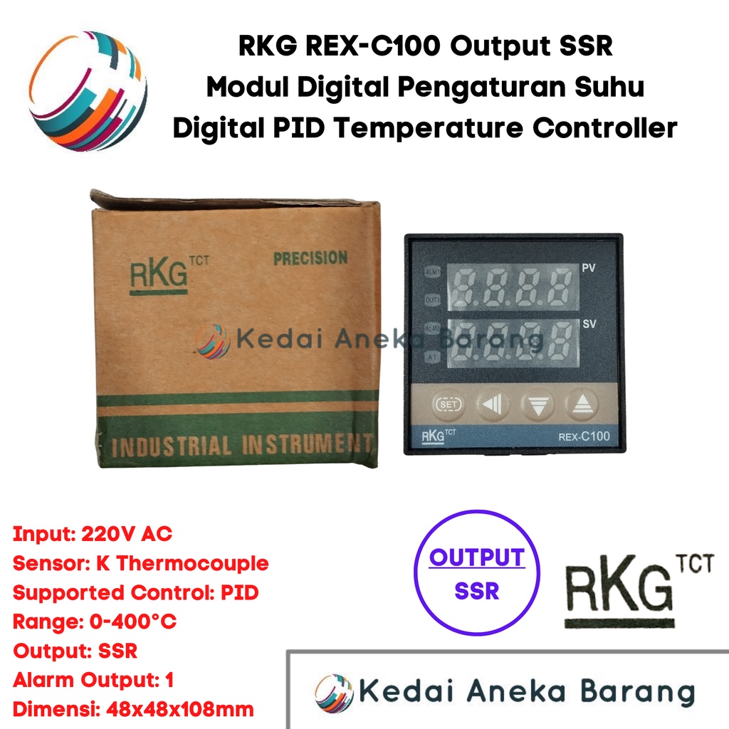 Jual PID Rex RKG C100 Rex-C100 Output SSR 220V AC 0-400C 400C Module Modul Digital Temperature ...