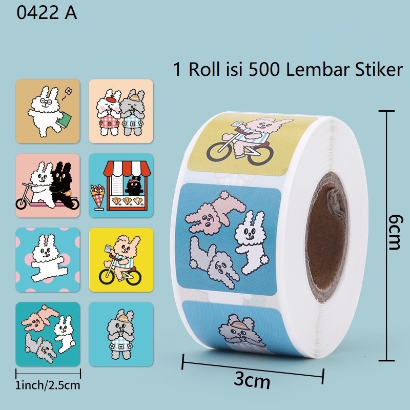 Jual Stiker Sticker Roll 500pcs Label Bulat Persegi Bahan Kertas Chromo ...