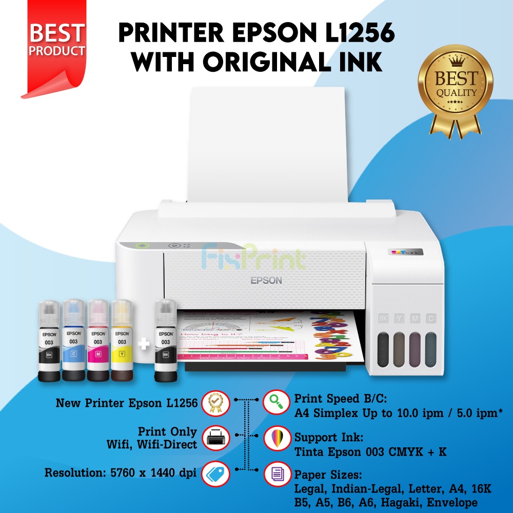 Jual Printer Epson L1256 Print Only EcoTank Wireless (Putih) | Shopee ...