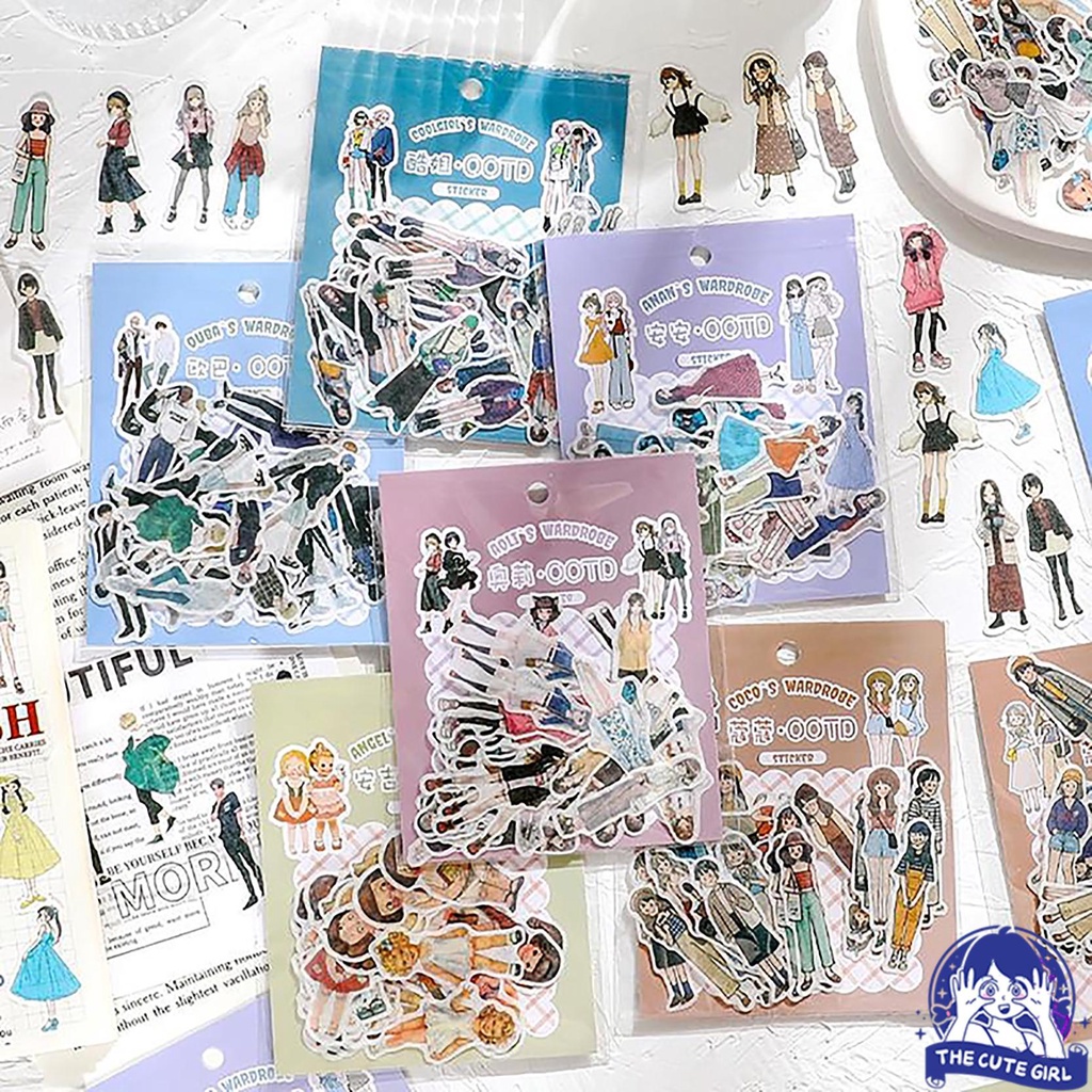 Jual 1 set 40 pcs wardrobe fashion outfit sticker boy and girl stiker ...