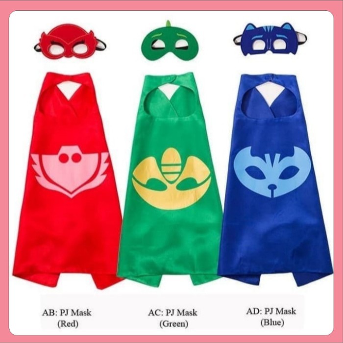 Jual Kostum Jubah Superhero PJ Mask dan Cape Mask Topeng Anak Pesta ...